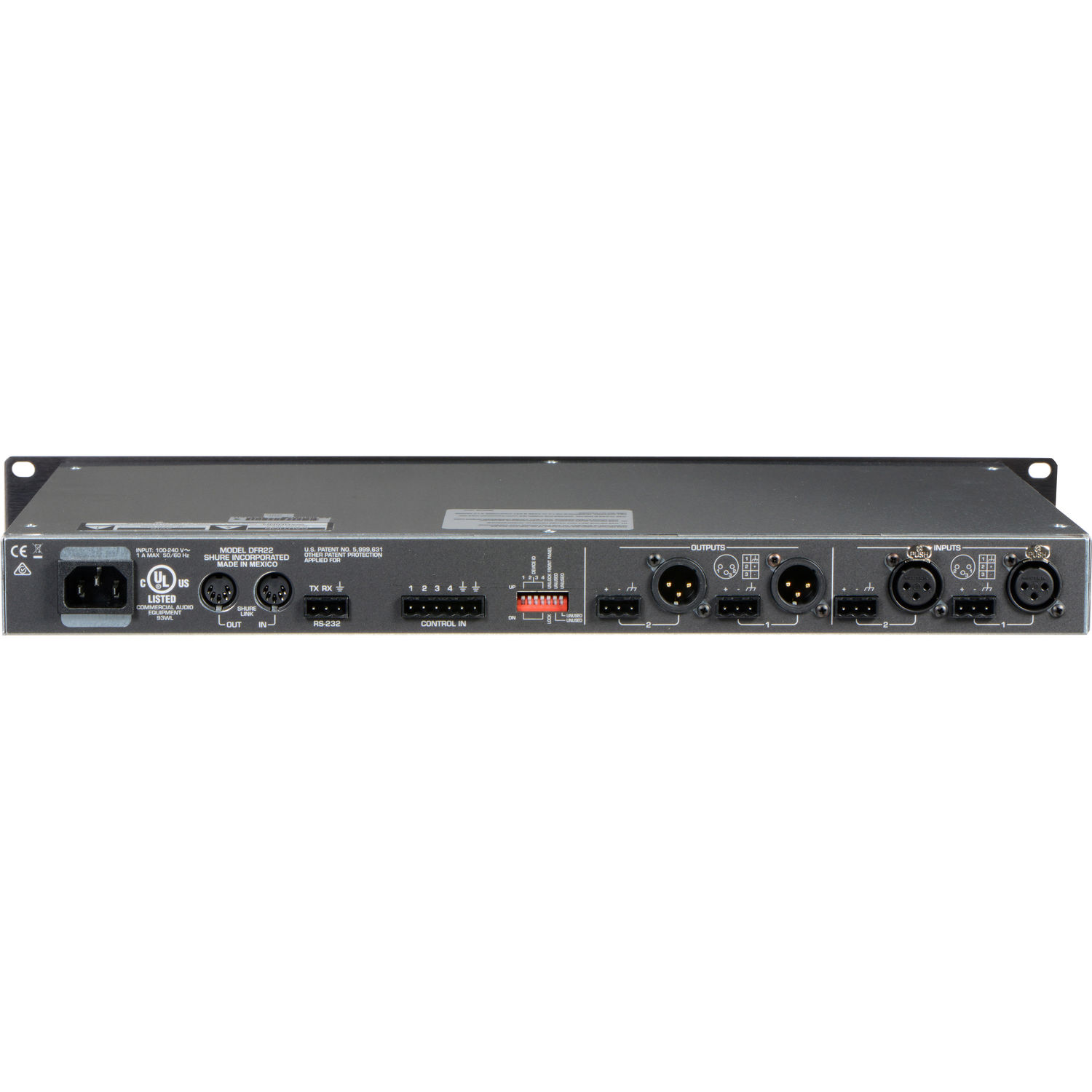 Shure DFR22 2x2 Audio Processor with Notch-Filtered Feedback Suppression