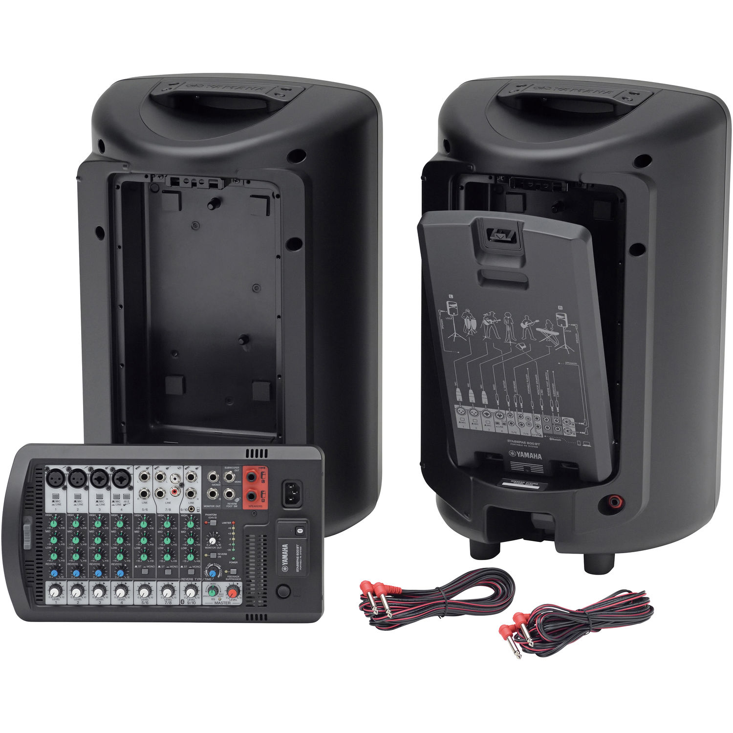Portable Yamaha Sound System w/ Wired Microphones and Stands